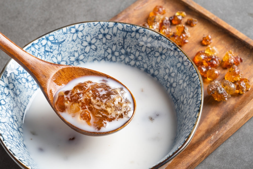 How to make Peach Resin Peach Gum Milk Dessert – De Cheng Xin Xing ...